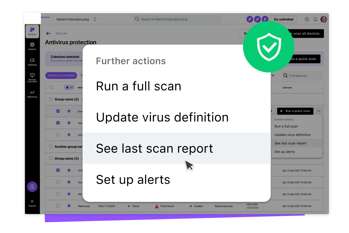 How does Device Security work in Remote IT Support - Help | Buzinessware